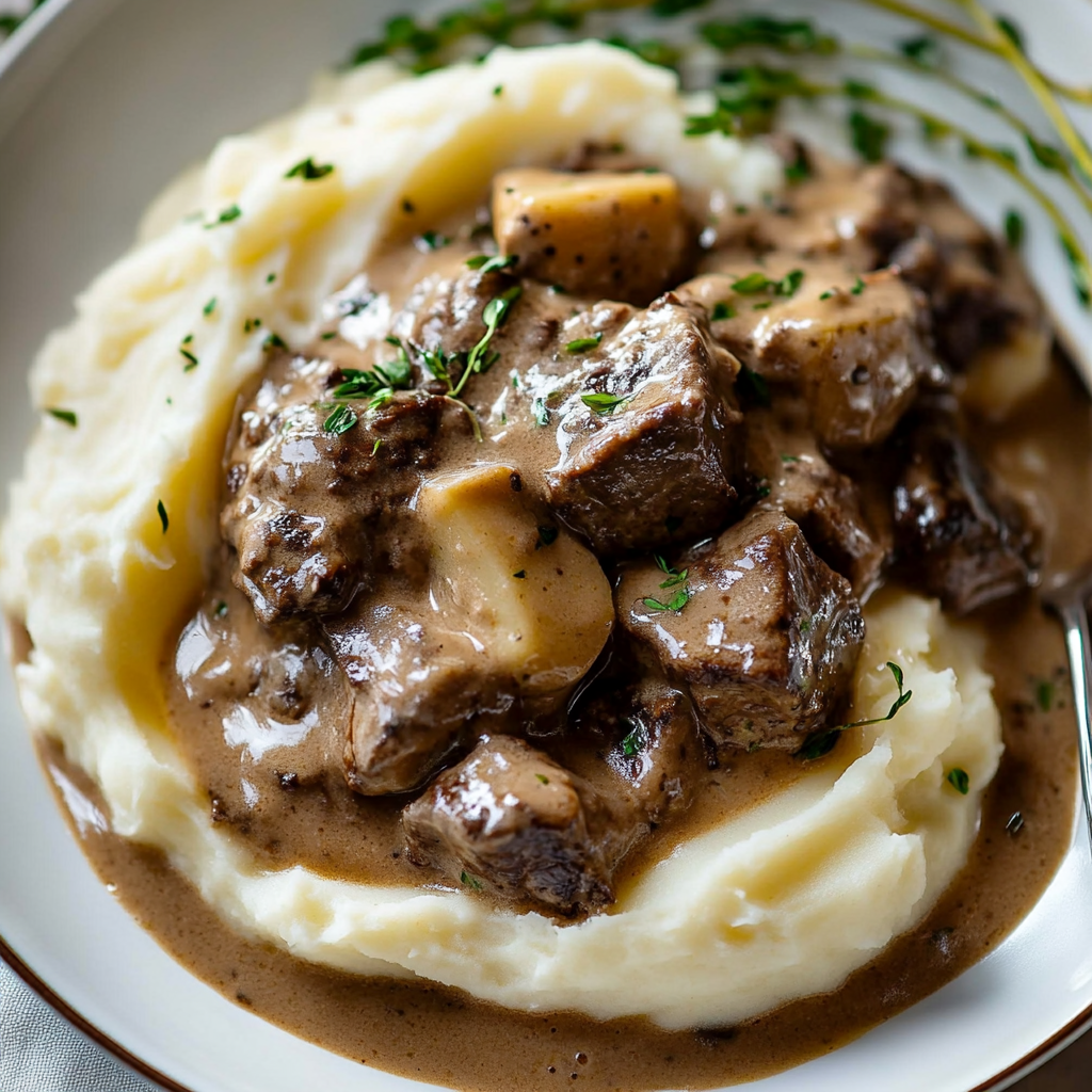 Classic Beef Stroganoff and Mashed Potatoes Recipe