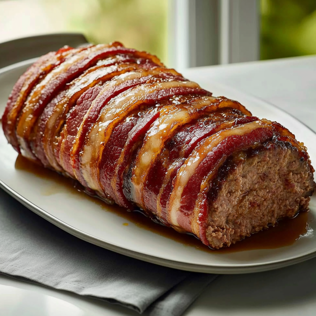 Glazed Bacon Wrapped Meat Loaf