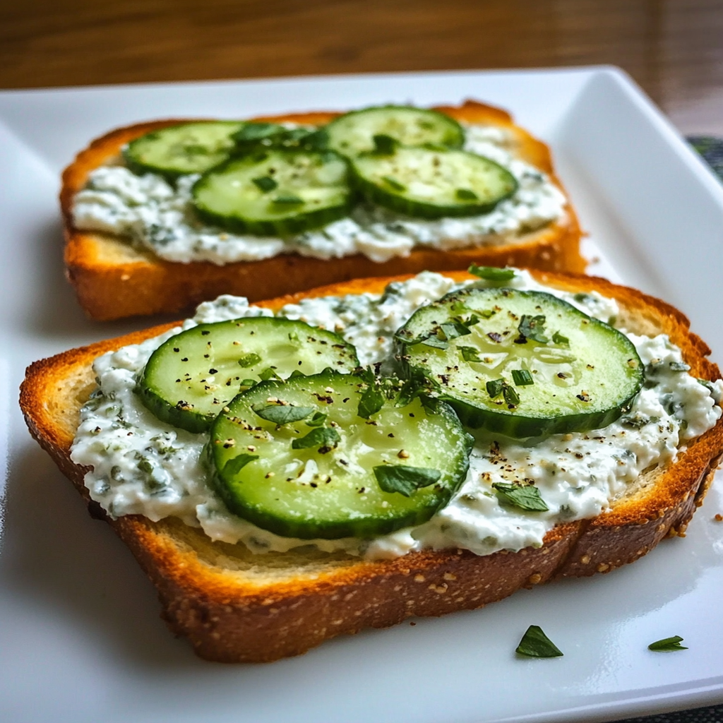 Cucumber and Herb Cottage Cheese Toast