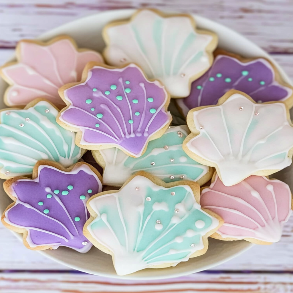 Mermaid Birthday Party Seashell Sugar Cookies