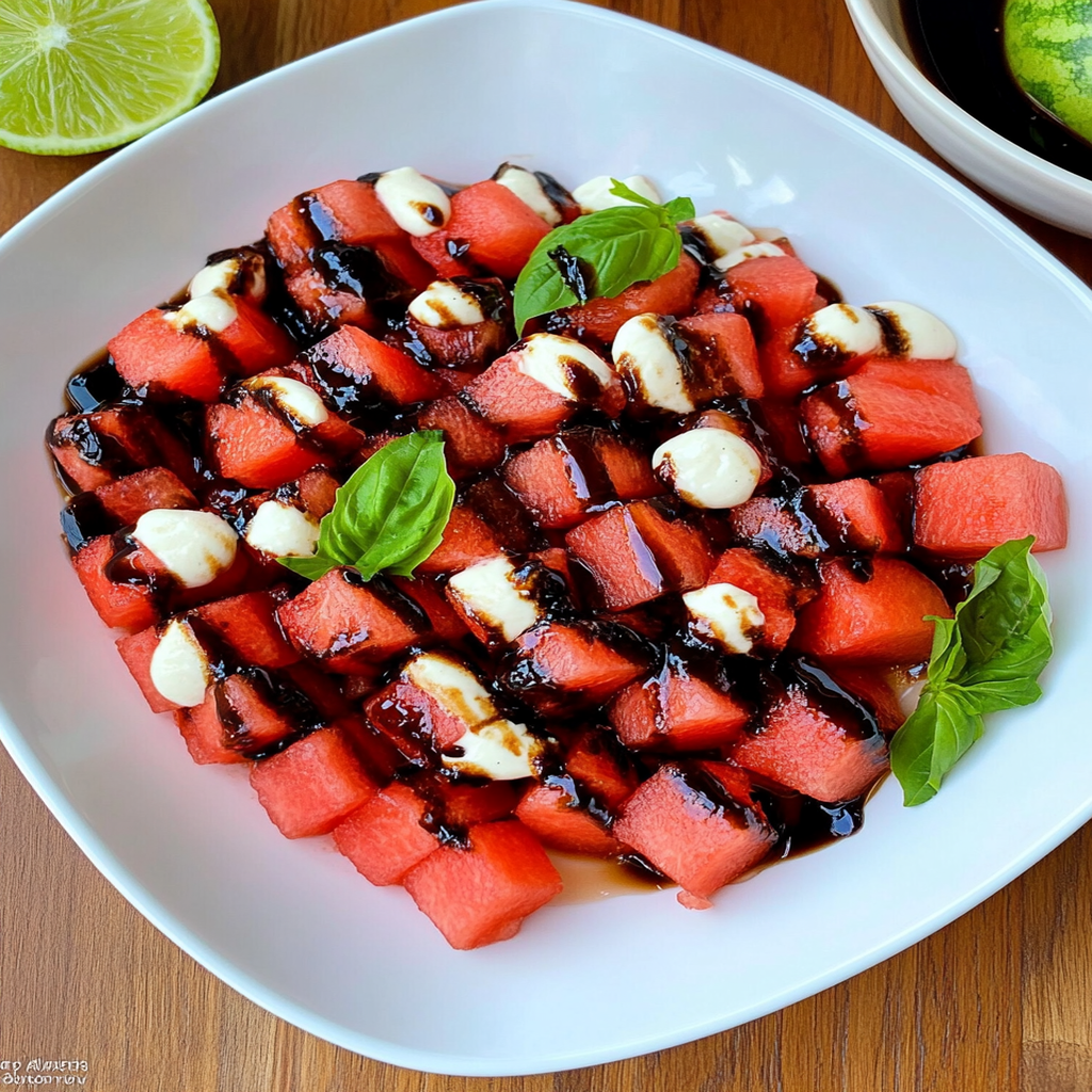 Watermelon Salad with Balsamic Glaze