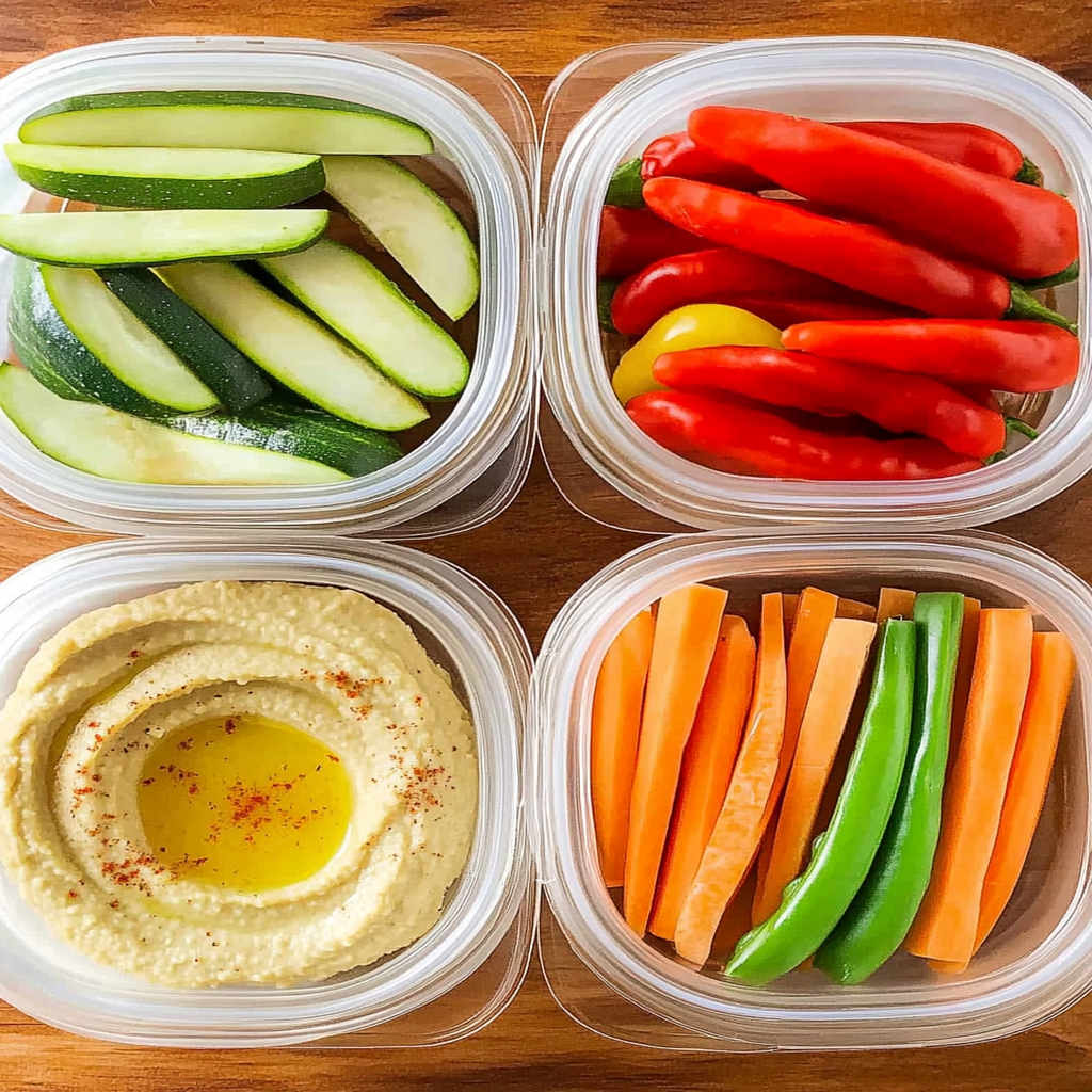Hummus and Veggie Snack Packs for Lunch Boxes