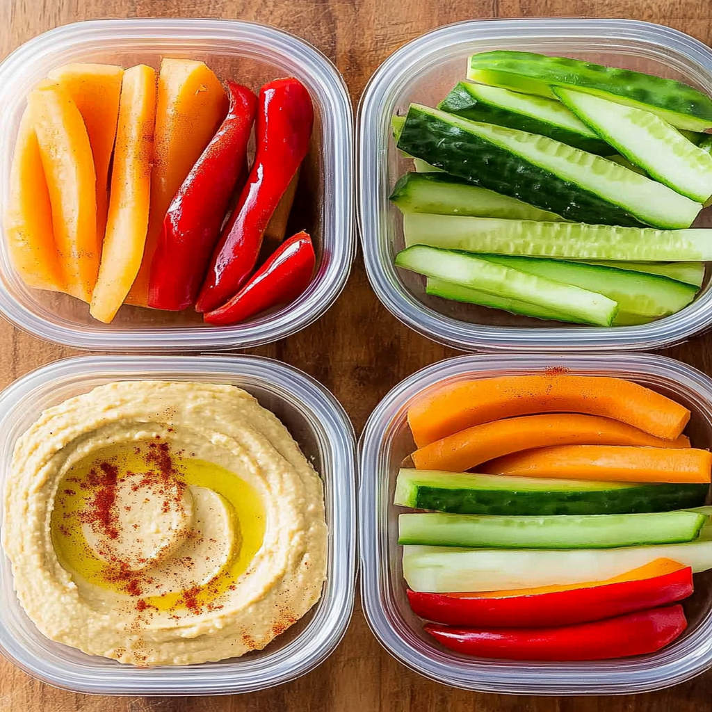 Hummus and Veggie Snack Packs for Lunch Boxes