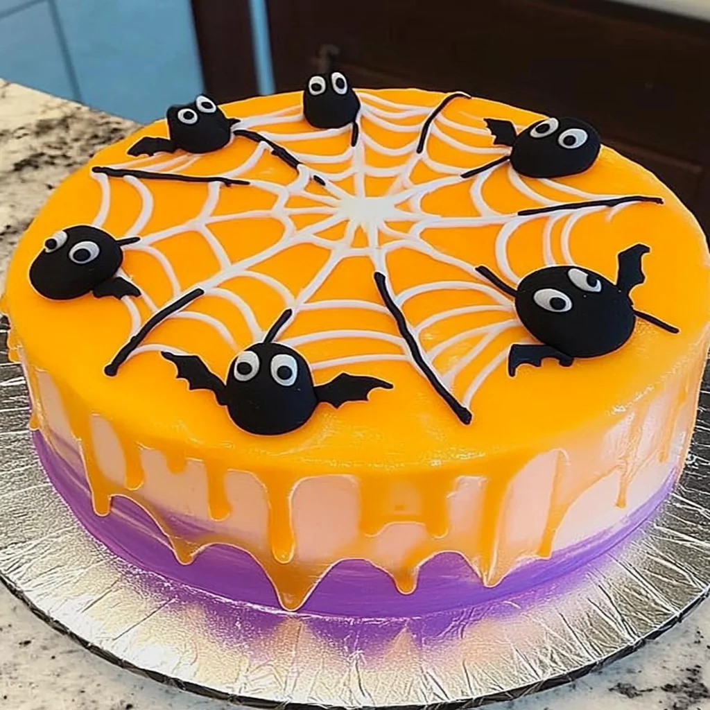 Pastel Halloween Spiderweb Cake