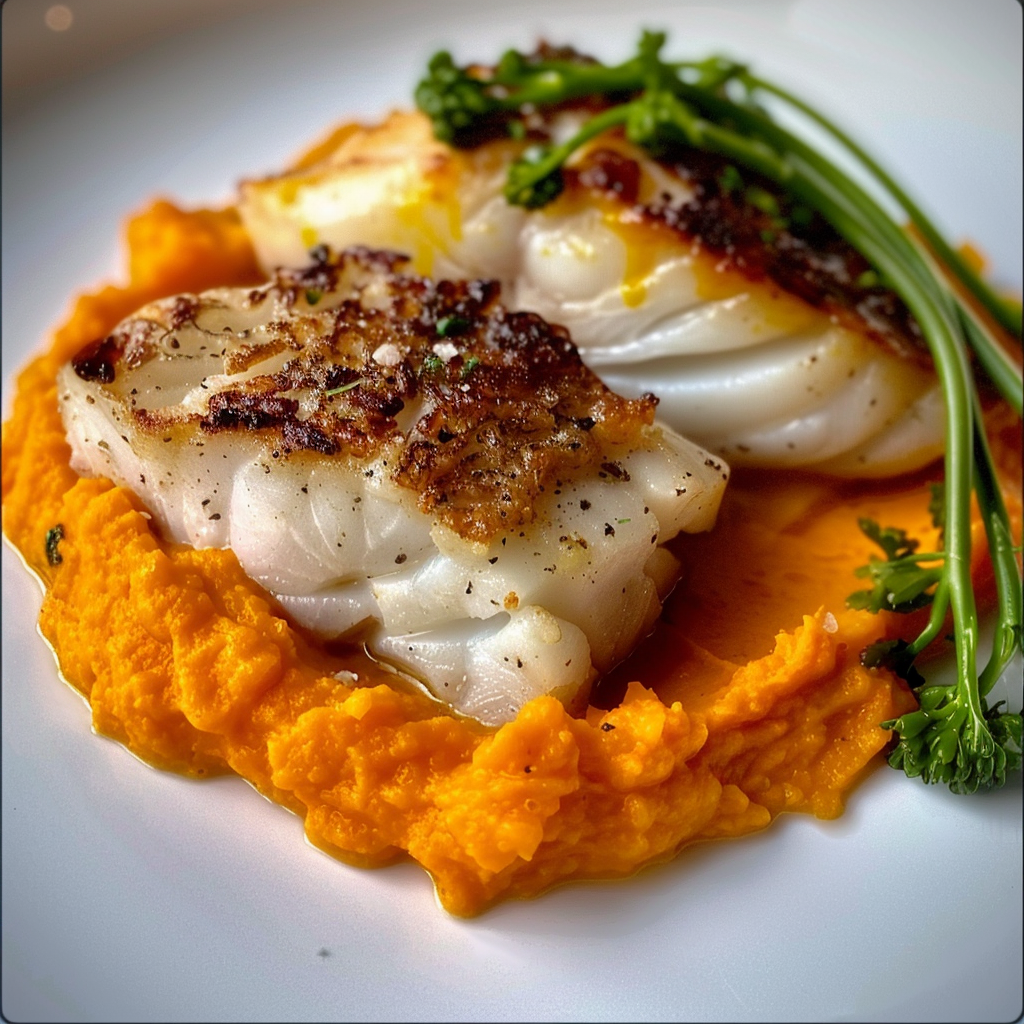 Carrot & Ginger Purée with Pan-fried Cod