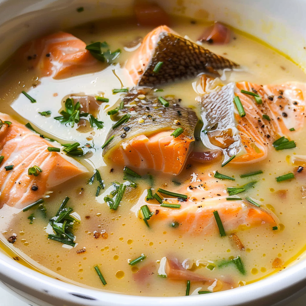 Creamy Salmon Head Soup