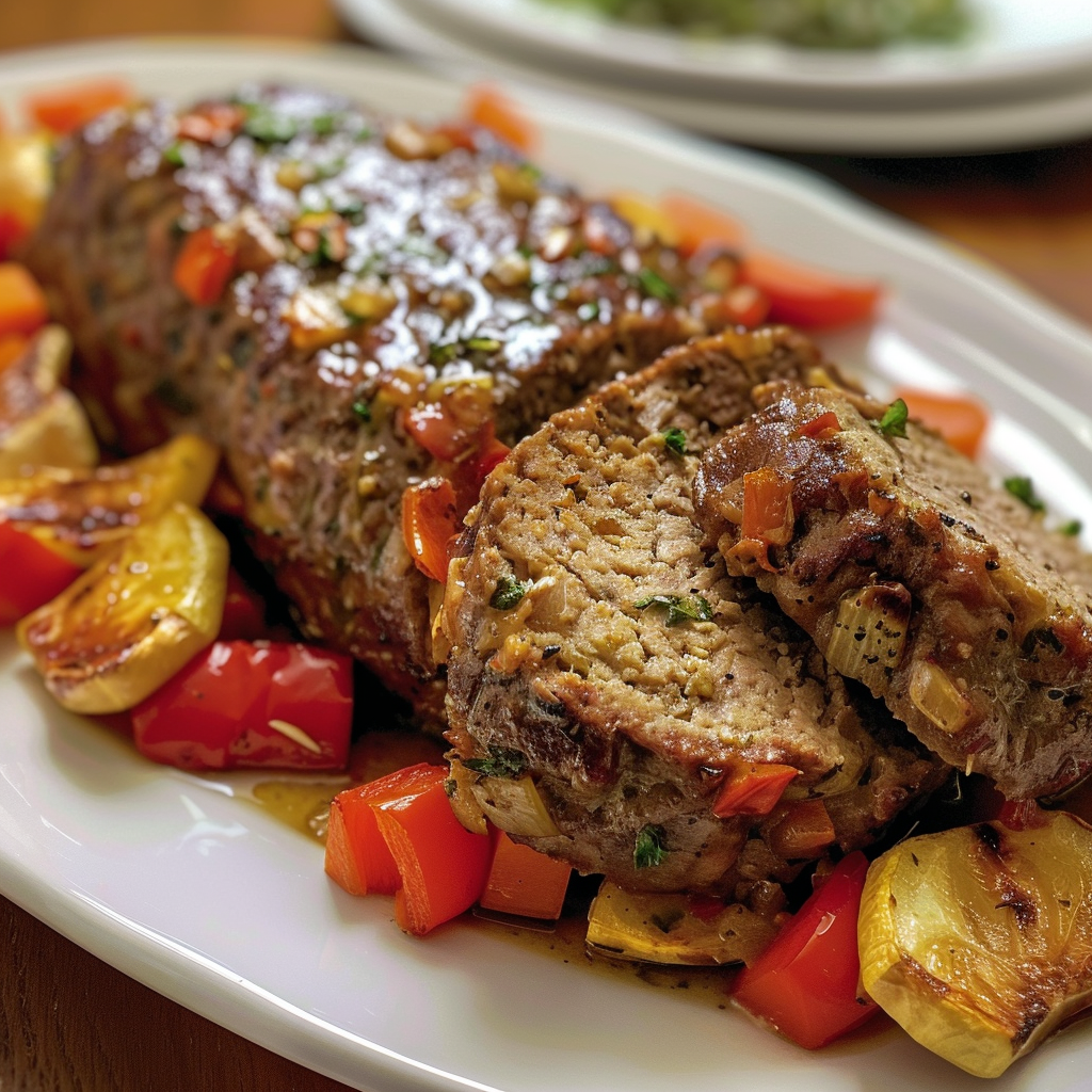 Italian Herb Meatloaf With Roasted Vegetables