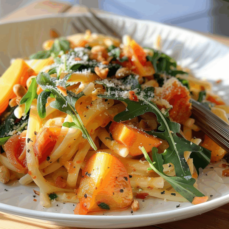 Autumn Persimmon Arugula Pasta