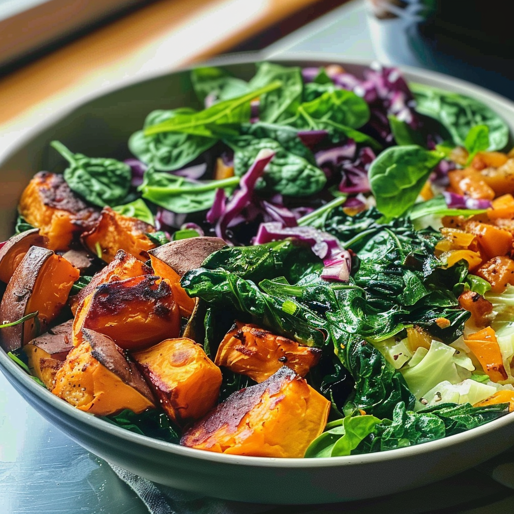 Winter Cabbage & Spinach Sweet Potato Bowl