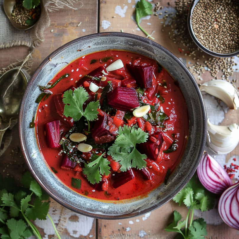 Garlic & Beetroot Coconut Curry