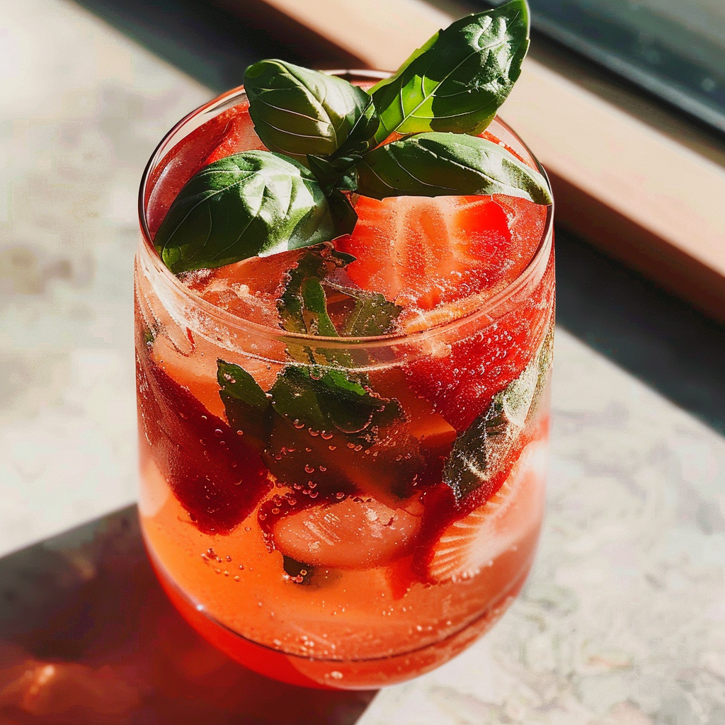 Strawberry Basil Winter Lemonade