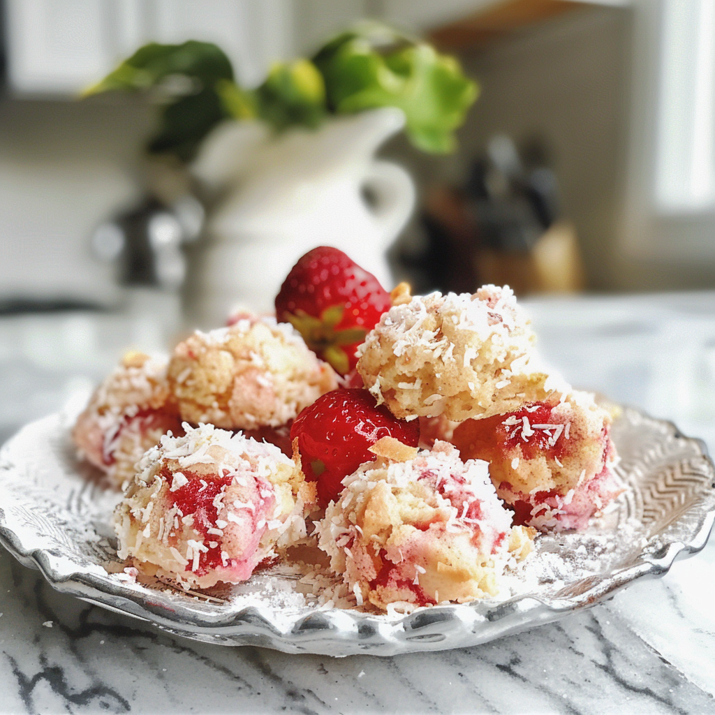 Strawberry Coconut Macaroons