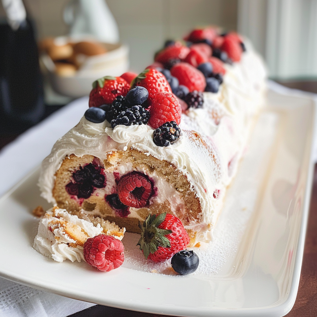 Triple Berry Angel Food Cake Roll